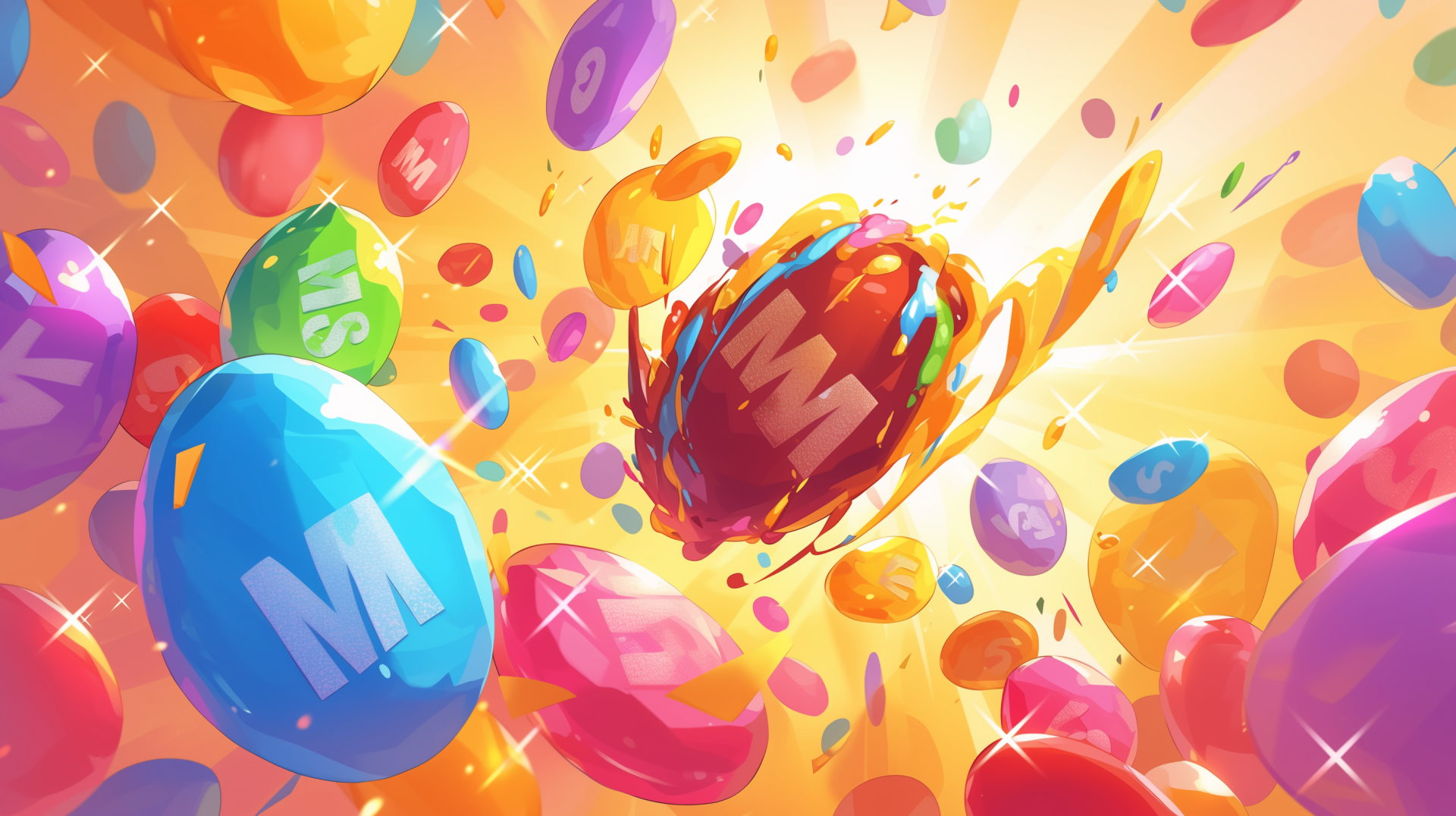 Colorful M&M's Candy Explosion HD Wallpaper by robokoboto