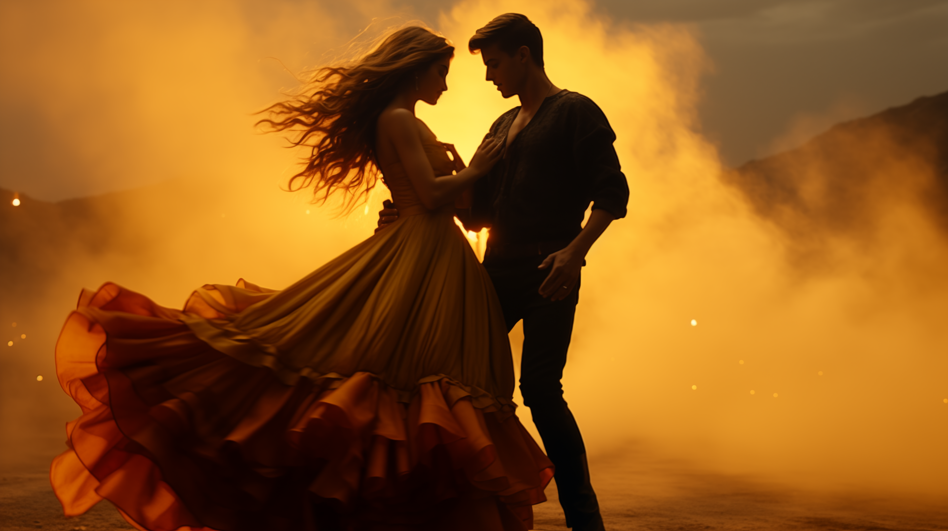 Romantic Sunset Dance - HD Couple Wallpaper by robokoboto