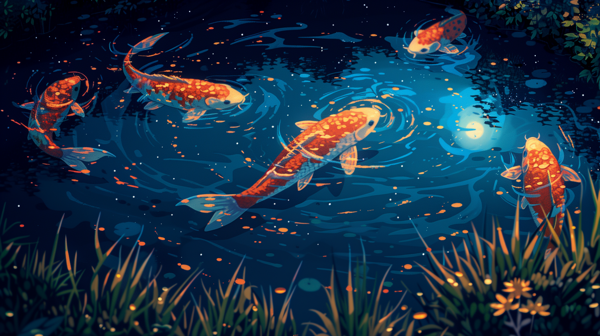 HD Pixel Koi: Vibrant AI-Enhanced Digital Pond Artwork