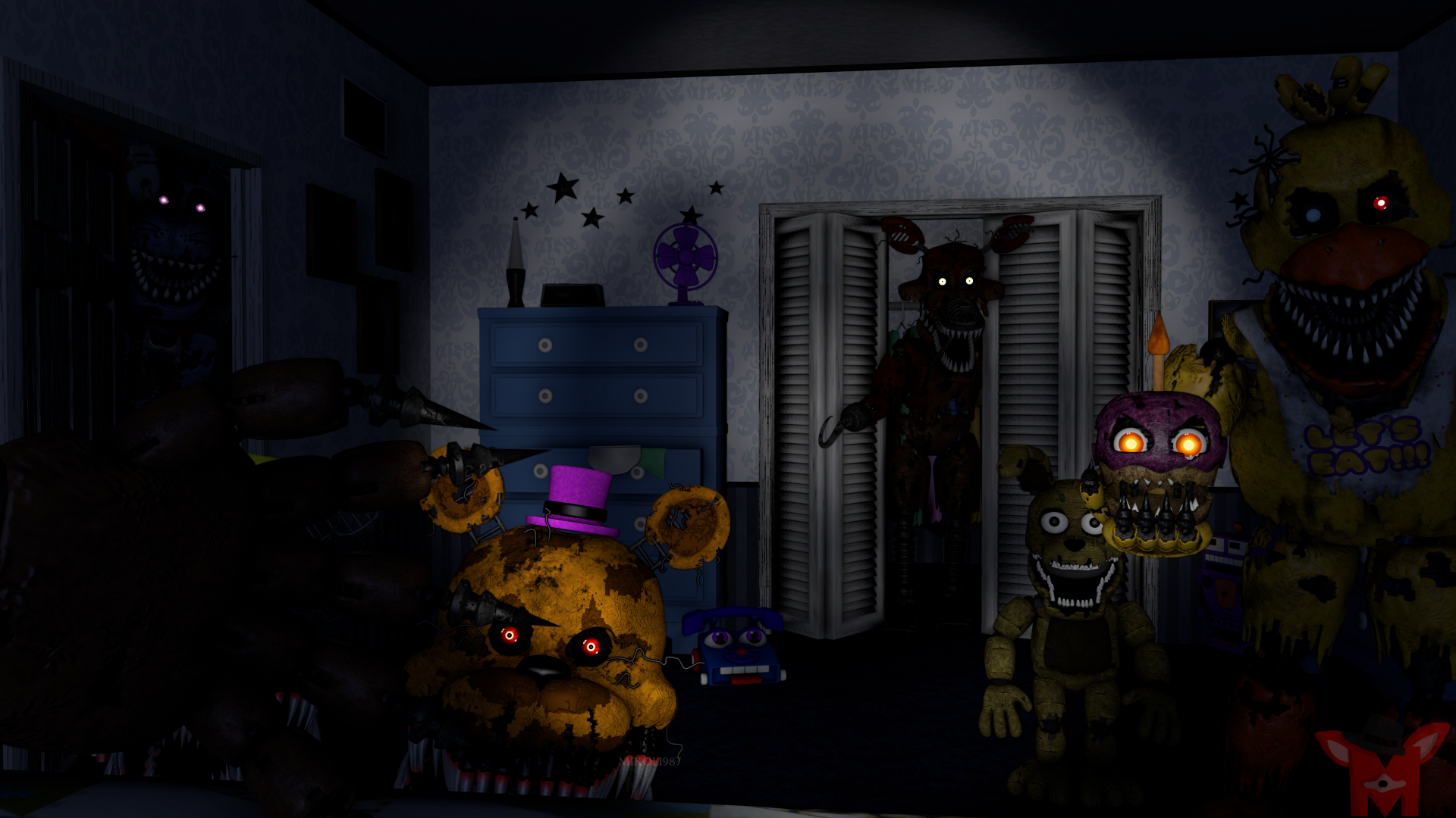 Five Nights at Freddy's 4 Ultra HD Horror Wallpaper by Mikol1987