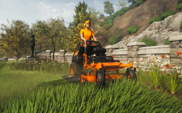 Lawn Mowing Simulator Game HD Wallpaper - Perfectly Trimmed Grass