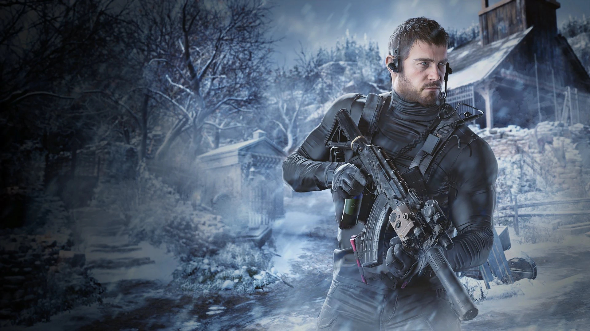 Chris Redfield in HD: Resident Evil Village Intense Action Wallpaper