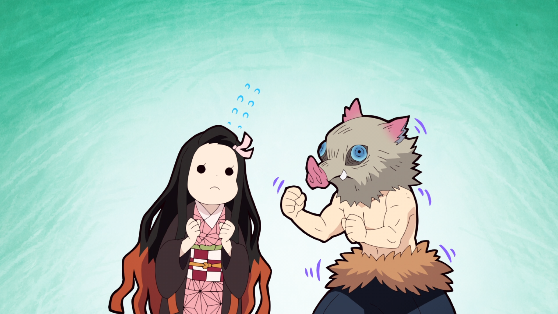 Demon Slayer HD: Nezuko & Inosuke Dynamic Duo Wallpaper