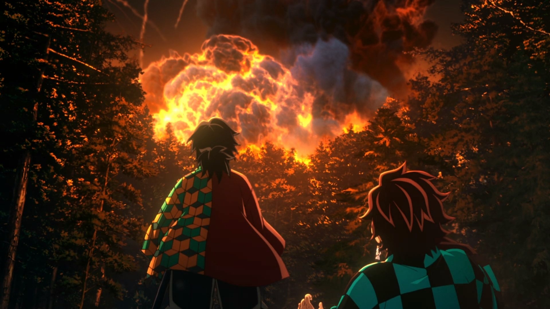 Demon Slayer HD: Tanjiro & Giyuu Facing Fiery Night