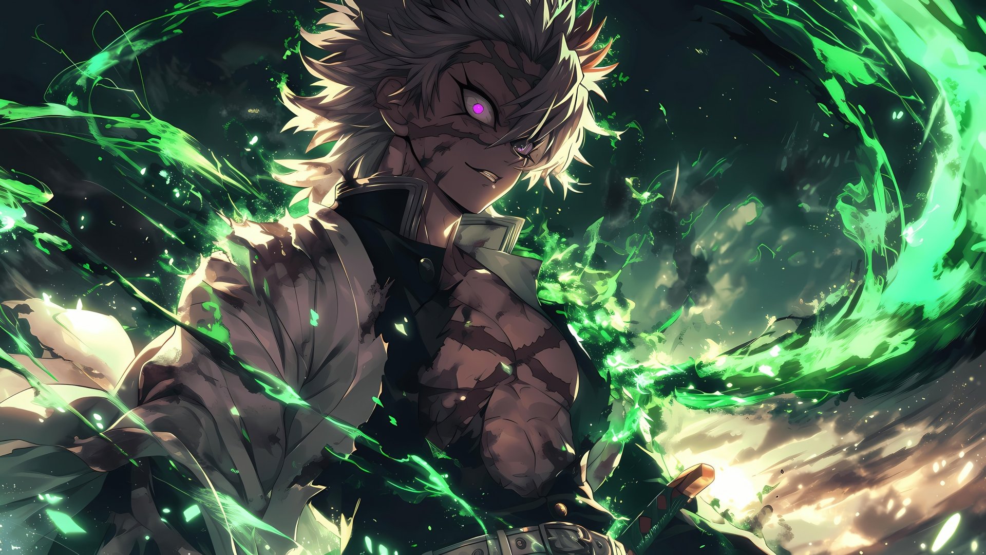 4K Ultra HD Sanemi Shinazugawa – Demon Slayer Fierce Breath Wallpaper