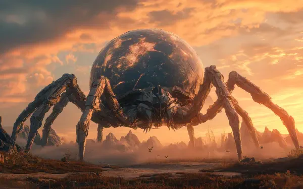 Epic Fantasy Showdown: Warrior vs. Giant Spider HD Wallpaper by Phaethon