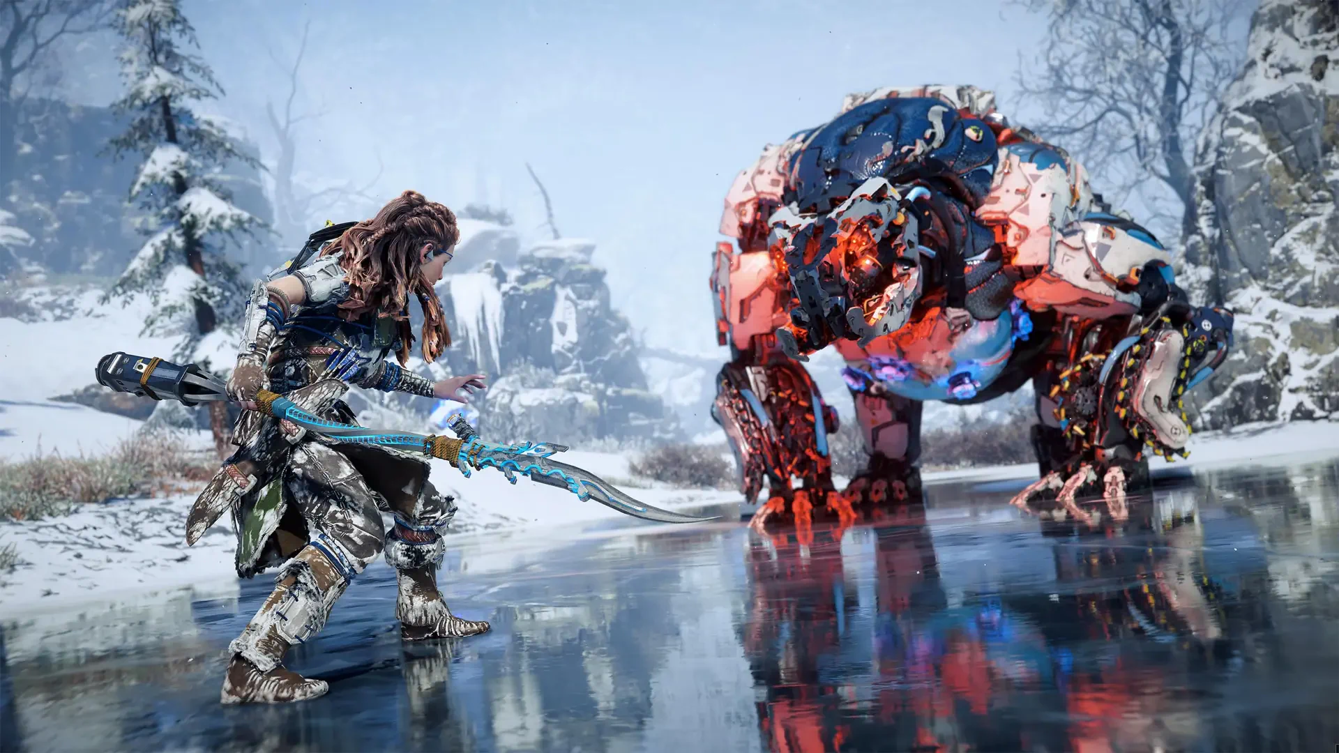 Horizon Zero Dawn 4K Ultra HD: Epic Frozen Battle Wallpaper