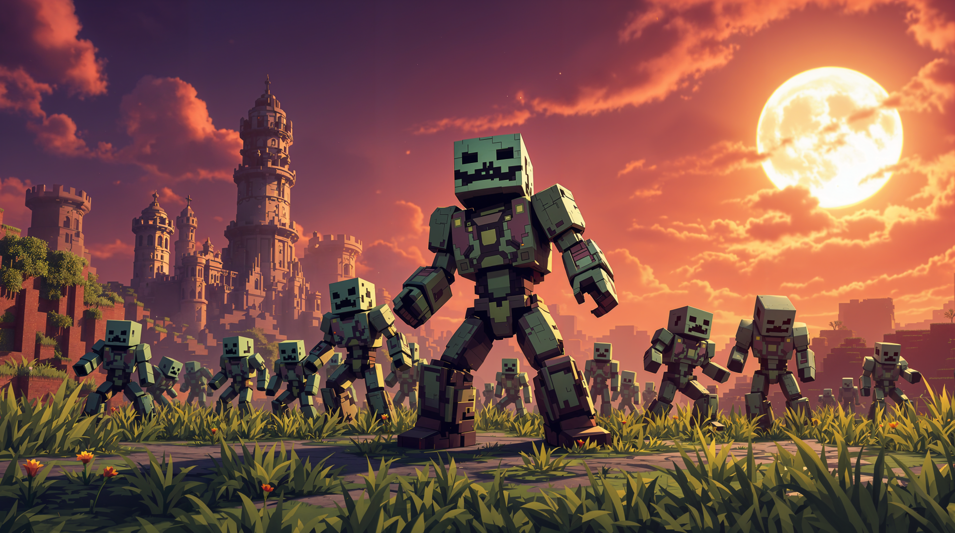 Minecraft Zombie Horde - Stunning 4K Ultra HD Wallpaper by QuantumCurator