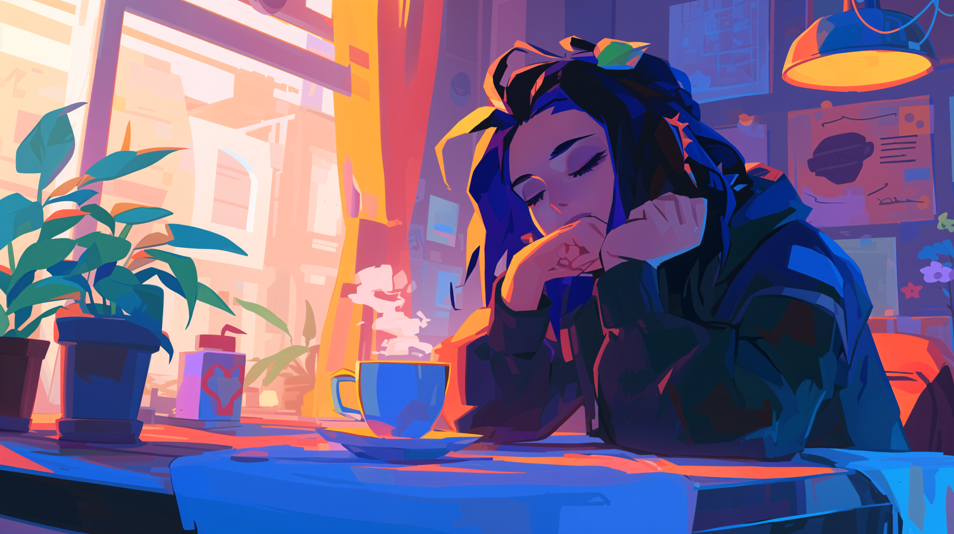 Tired Serenity: A 4K Ultra HD Lofi Woman in Reflection by robokoboto