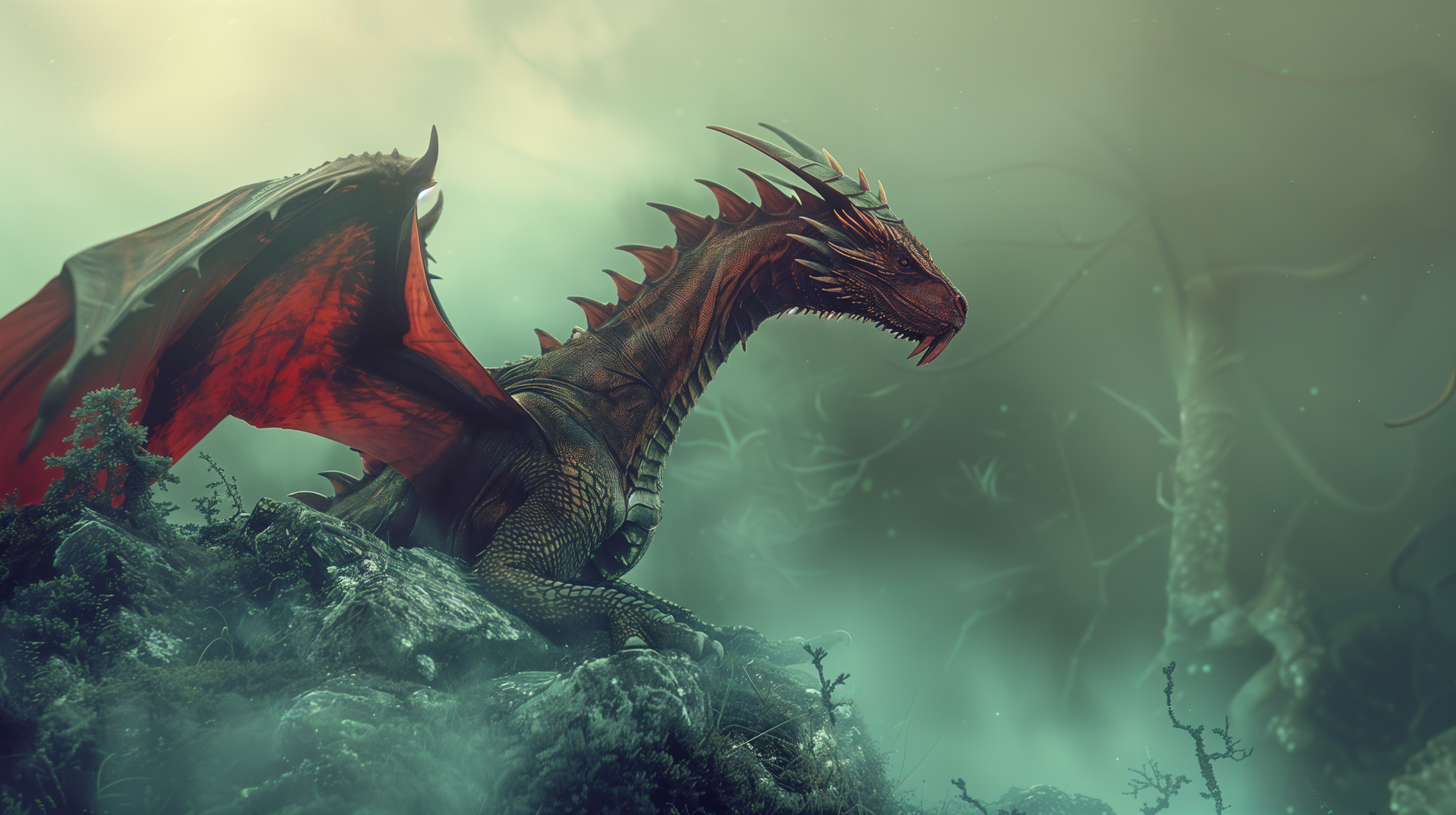 Majestic Dragon in Fantasy Realm - 4K Ultra HD Wallpaper by robokoboto
