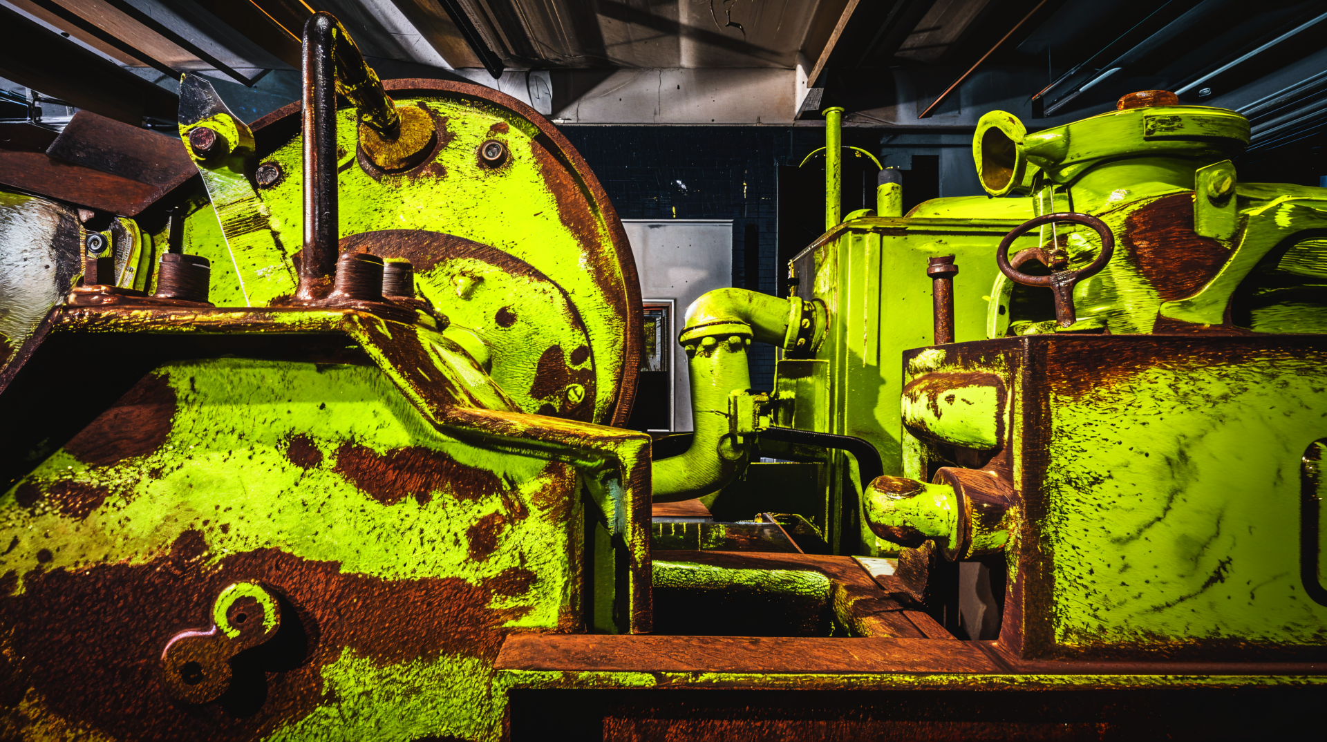 Vibrant Rusty Machinery: A Stunning 4K Ultra HD Wallpaper by QuantumCurator