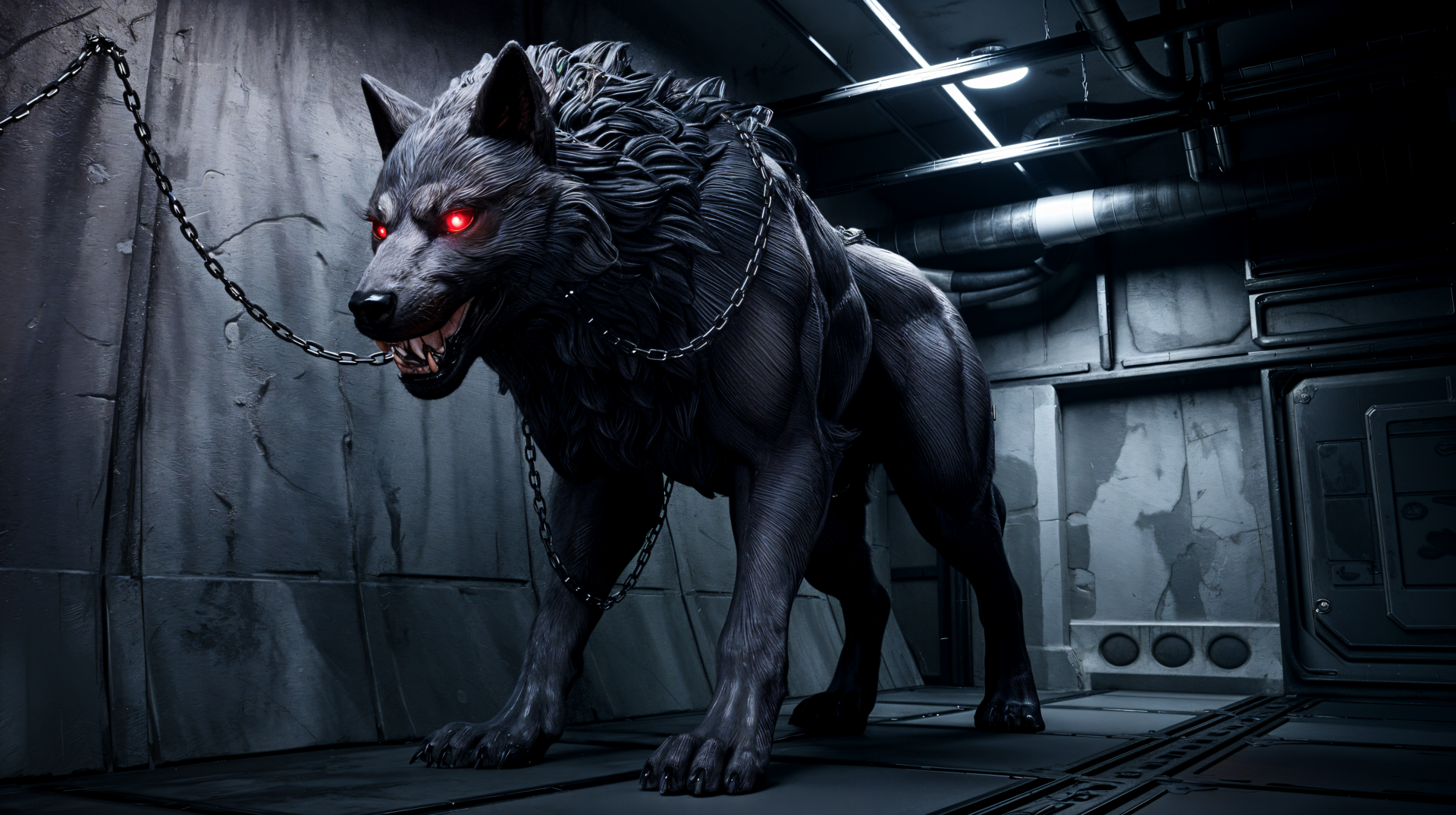 Fenrir: Stunning 4K Ultra HD Wallpaper of the Fearsome Wolf by QuantumCurator