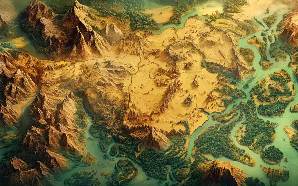 Explore a Stunning Fantasy Map - 4K Ultra HD Wallpaper by robokoboto