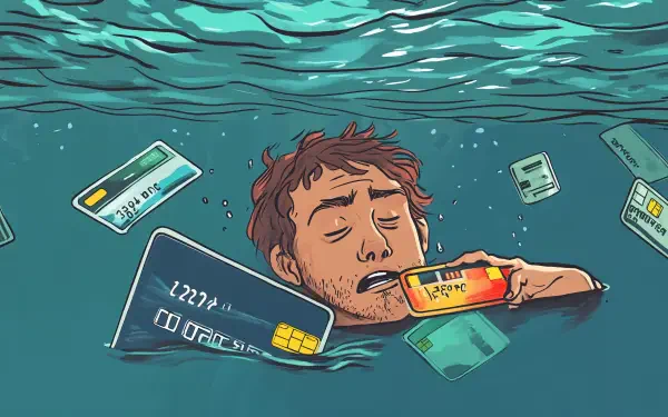 Drowning in Debt: A 4K Ultra HD Wallpaper on Credit Card Struggles by ...