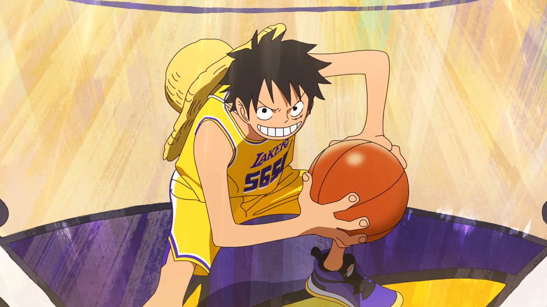 Download Anime One Piece Monkey D. Luffy Basketball Los Angeles Lakers ...