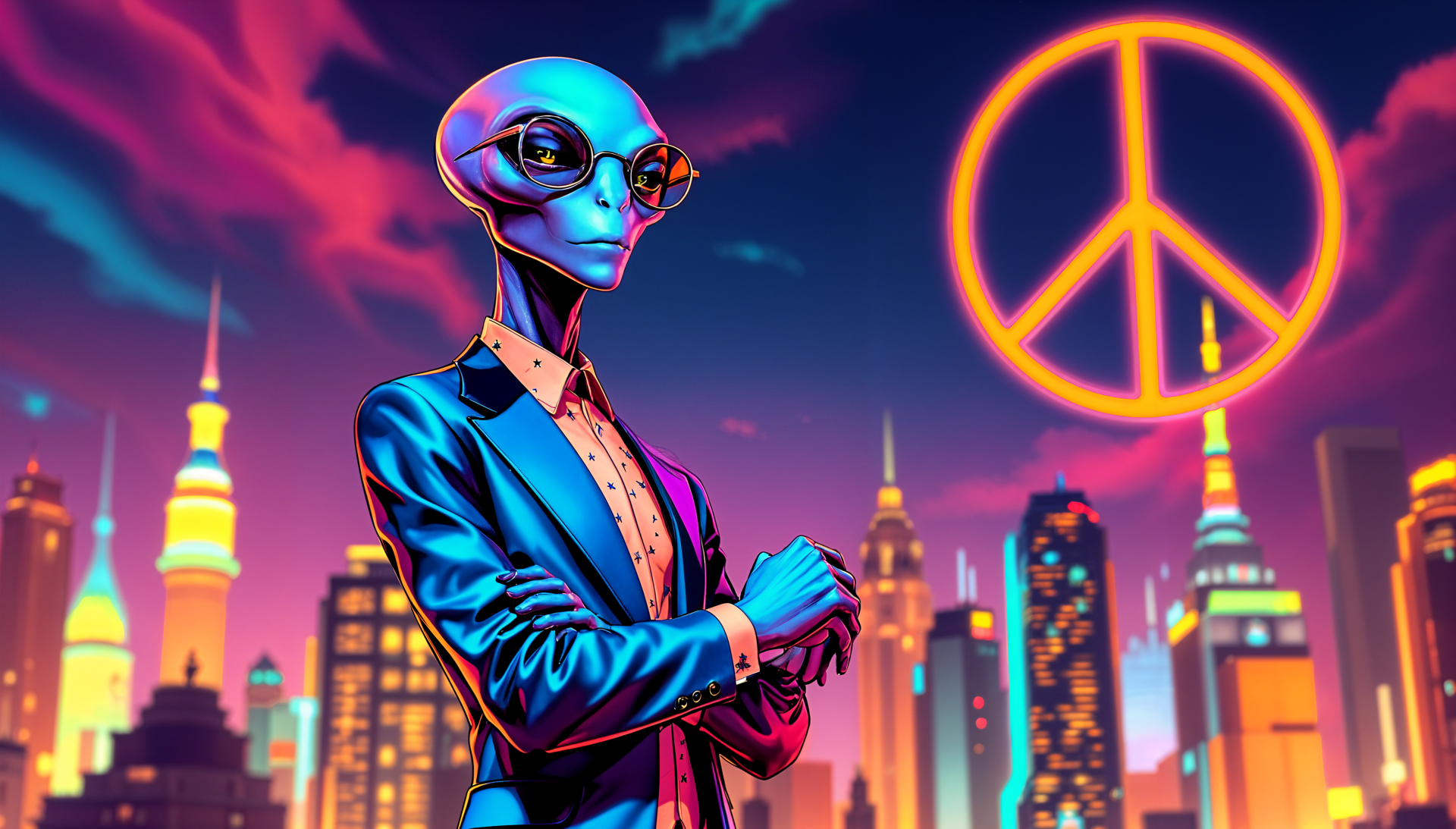 Elegant Alien Diplomat in 4K Ultra HD Wallpaper by QuantumCurator