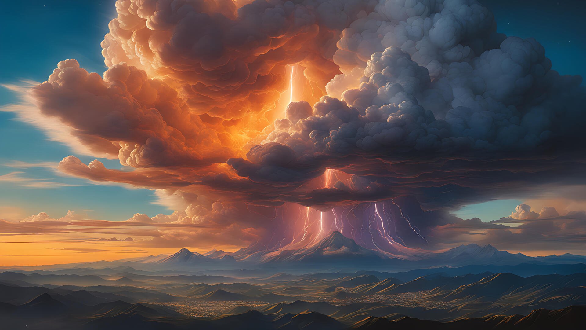 4K Ultra HD Anime Stormscape — Digital AI Landscape Wallpaper ...