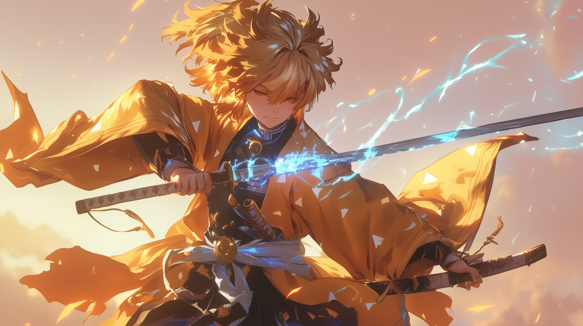 Zenitsu Agatsuma HD Wallpaper from Demon Slayer: Kimetsu no Yaiba by ...