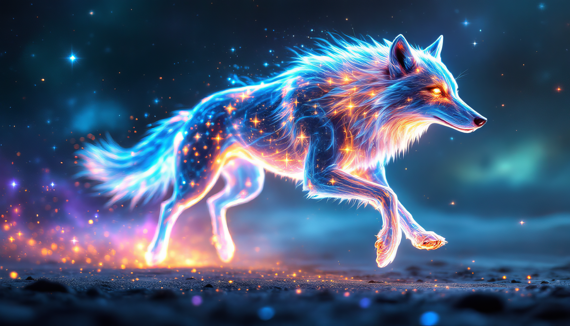 Magical Running Wolf - 4K Ultra HD Wallpaper by patrika