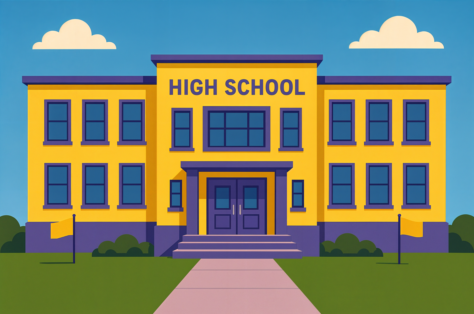 High School Front View – Stunning 4K Ultra HD Wallpaper by QuantumCurator