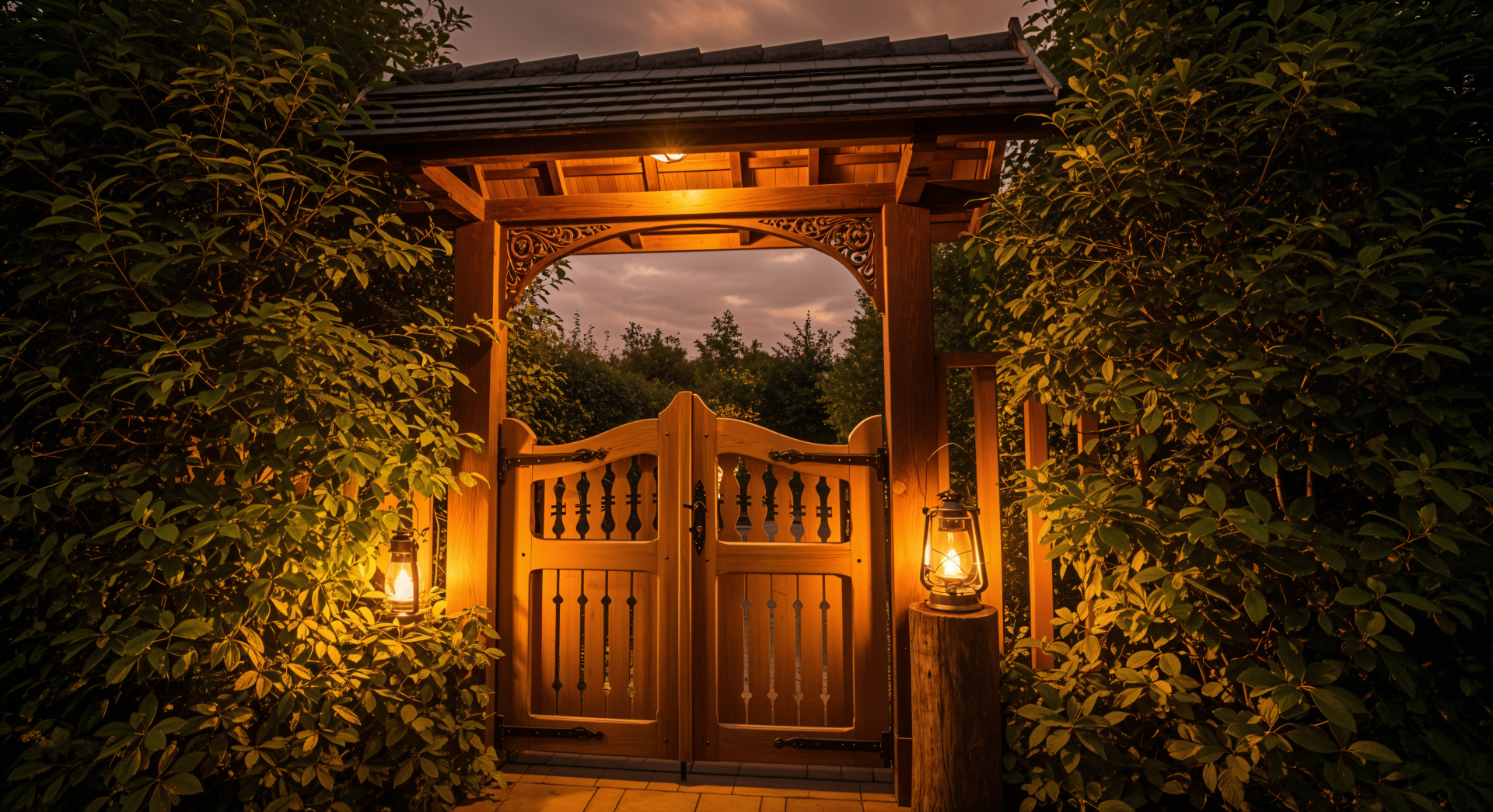 4K Ultra HD Enchanted Garden Gate at Twilight by QuantumCurator