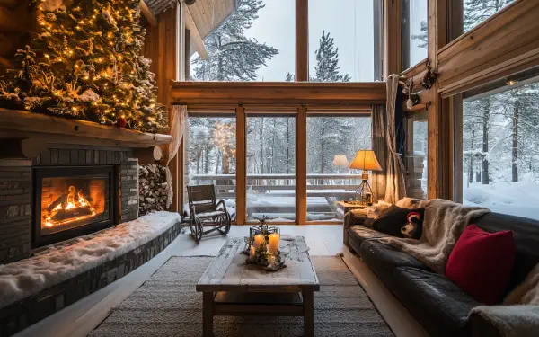 Cozy Winter Cabin - 4K Ultra HD Wallpaper by QuantumCurator