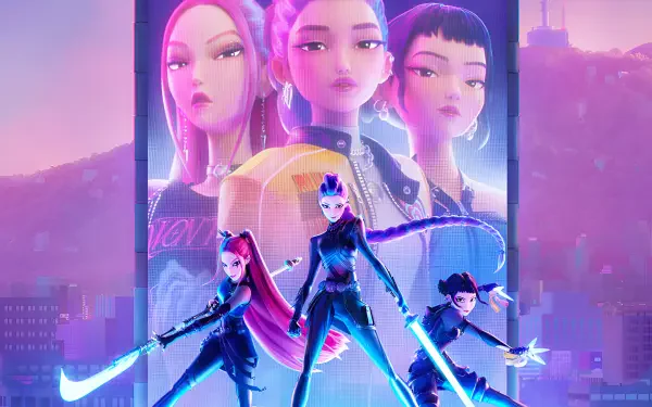 KPop Demon Hunters Trio: Rumi, Zoey & Mira | 4K Ultra HD Movie Wallpaper
