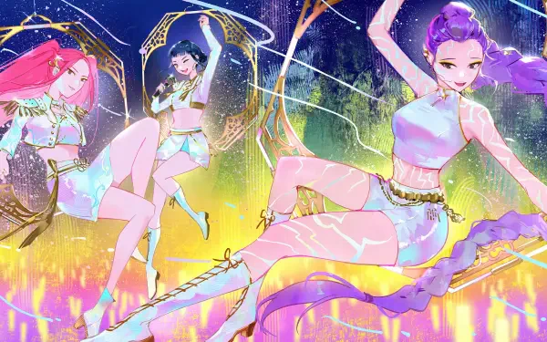 KPop Demon Hunters Trio: Rumi, Zoey & Mira | 4K Ultra HD Movie Wallpaper