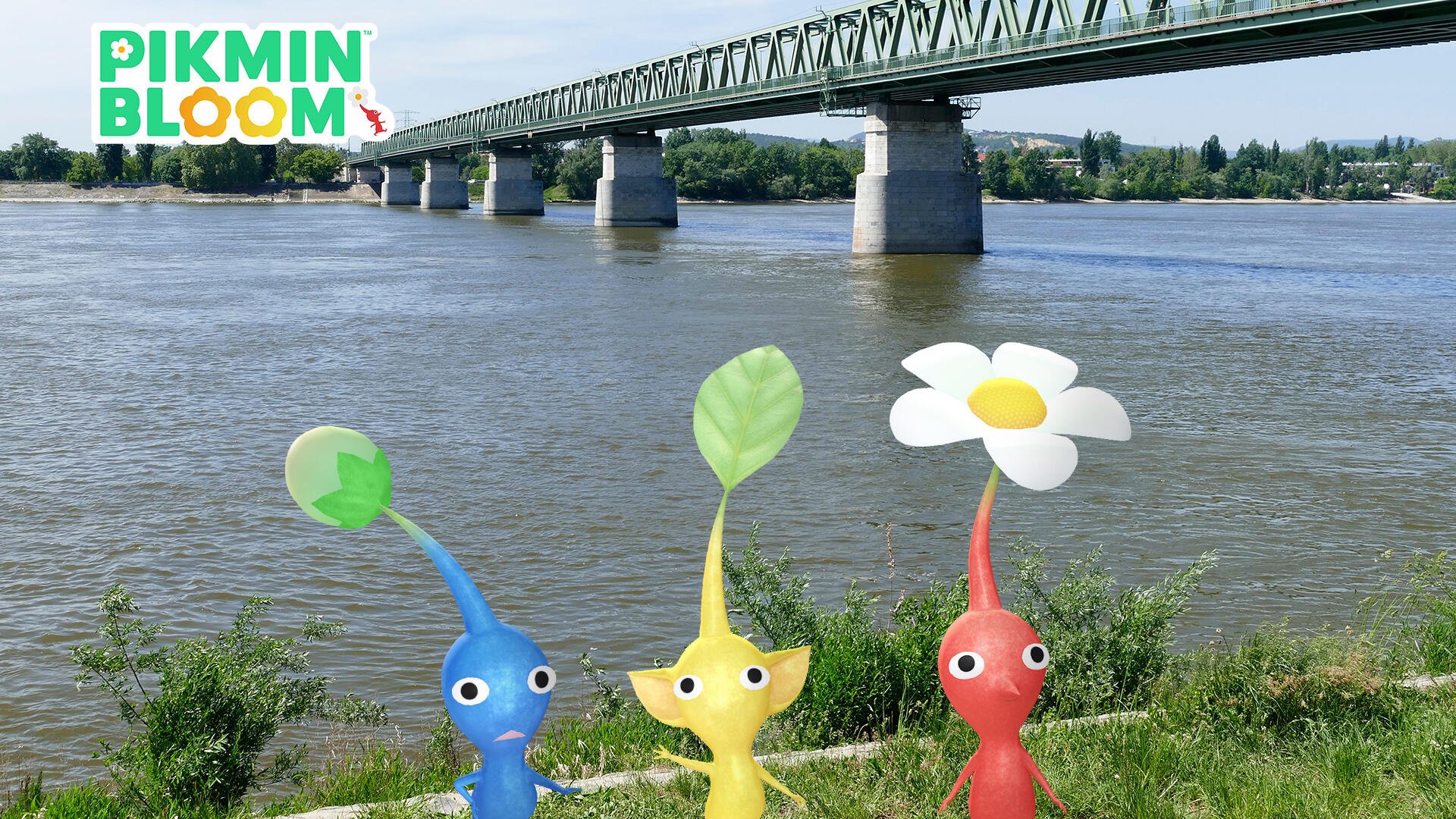 Pikmin Bloom: Riverside Trio HD Wallpaper | 1920x1080 | Wallpaper Abyss
