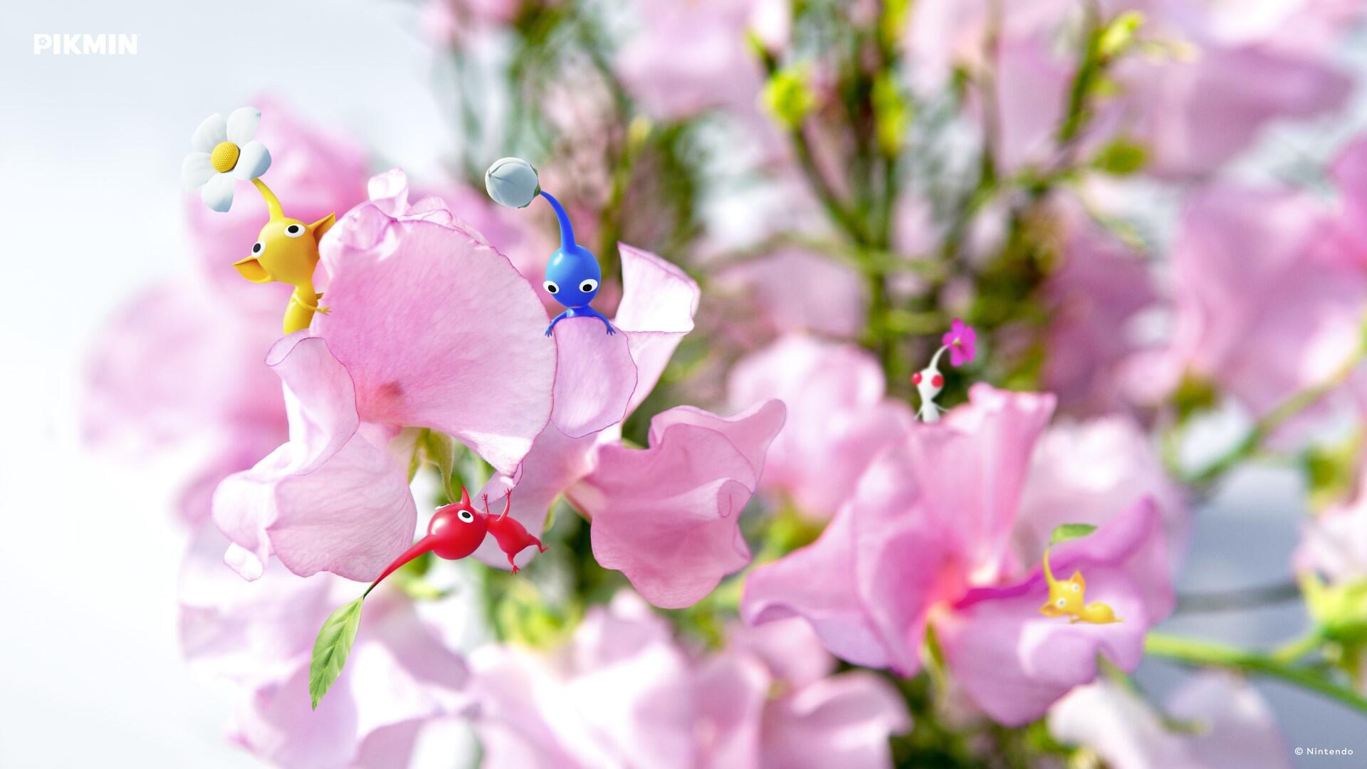 Pikmin Among Blossoms — HD Wallpaper
