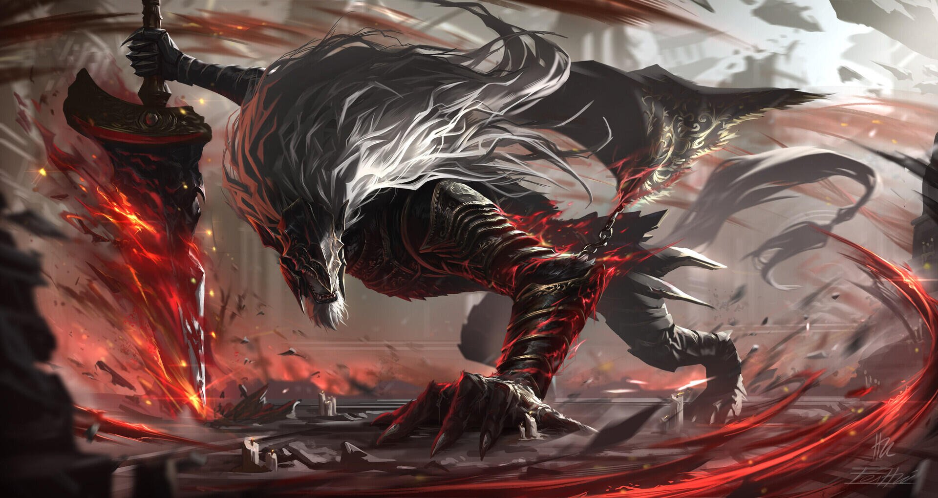 Download Video Game Elden Ring Maliketh The Black Blade Wallpaper by FeiHai