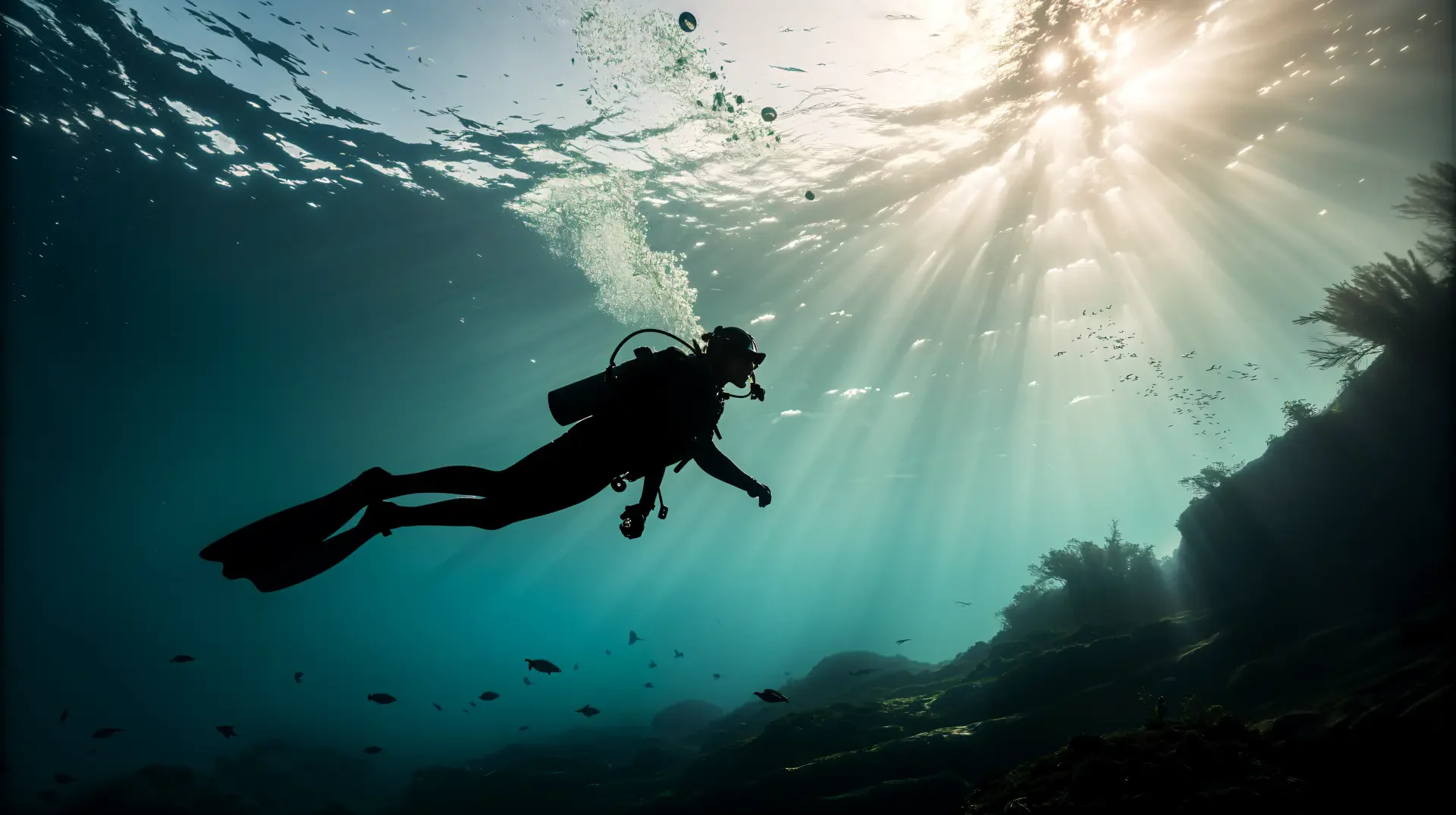 Sunlit Deep — 4K Underwater Photography Wallpaper by QuantumCurator