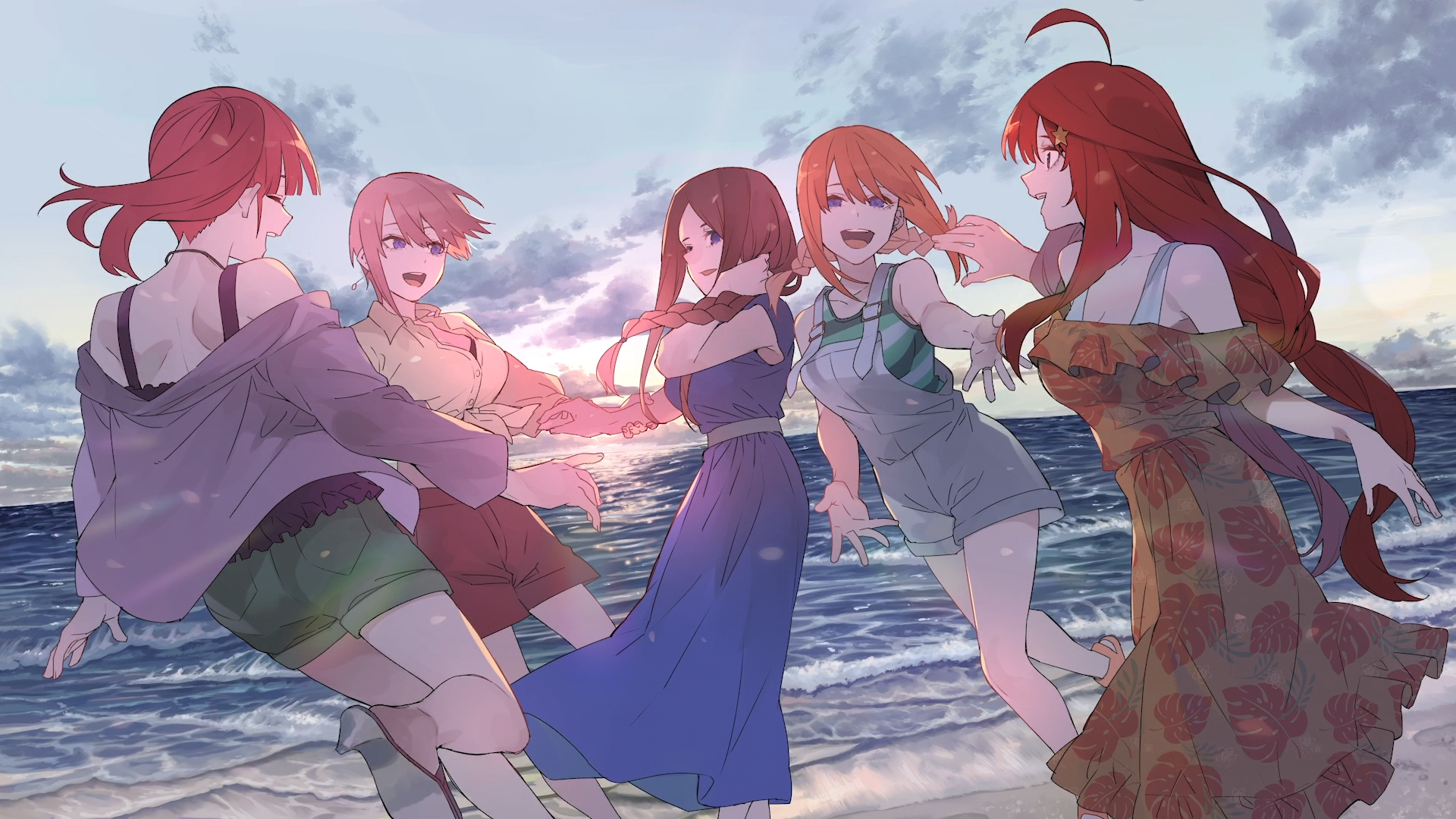 Quintessential Quintuplets — Beachside Sisters (HD Wallpaper)