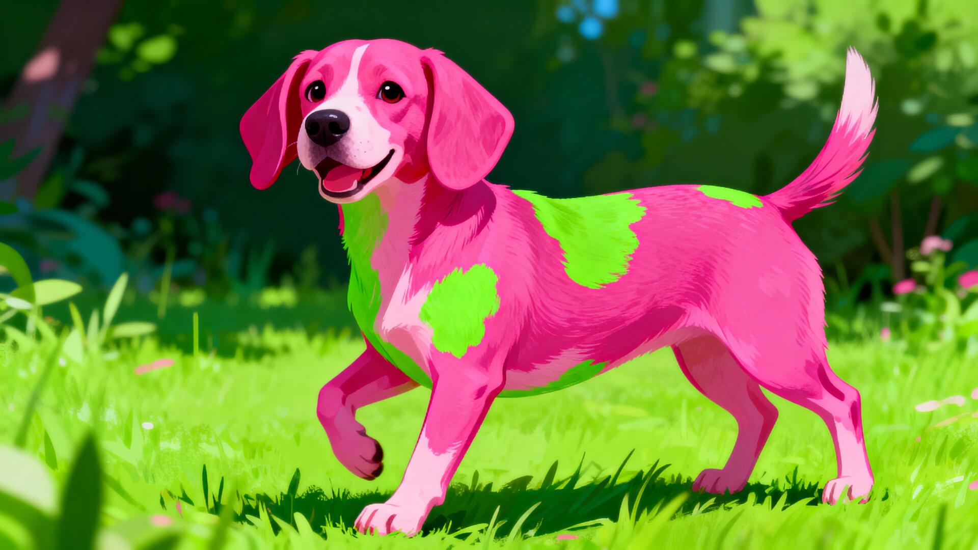 Neon Pink Beagle 4K Ultra HD Wallpaper by QuantumCurator