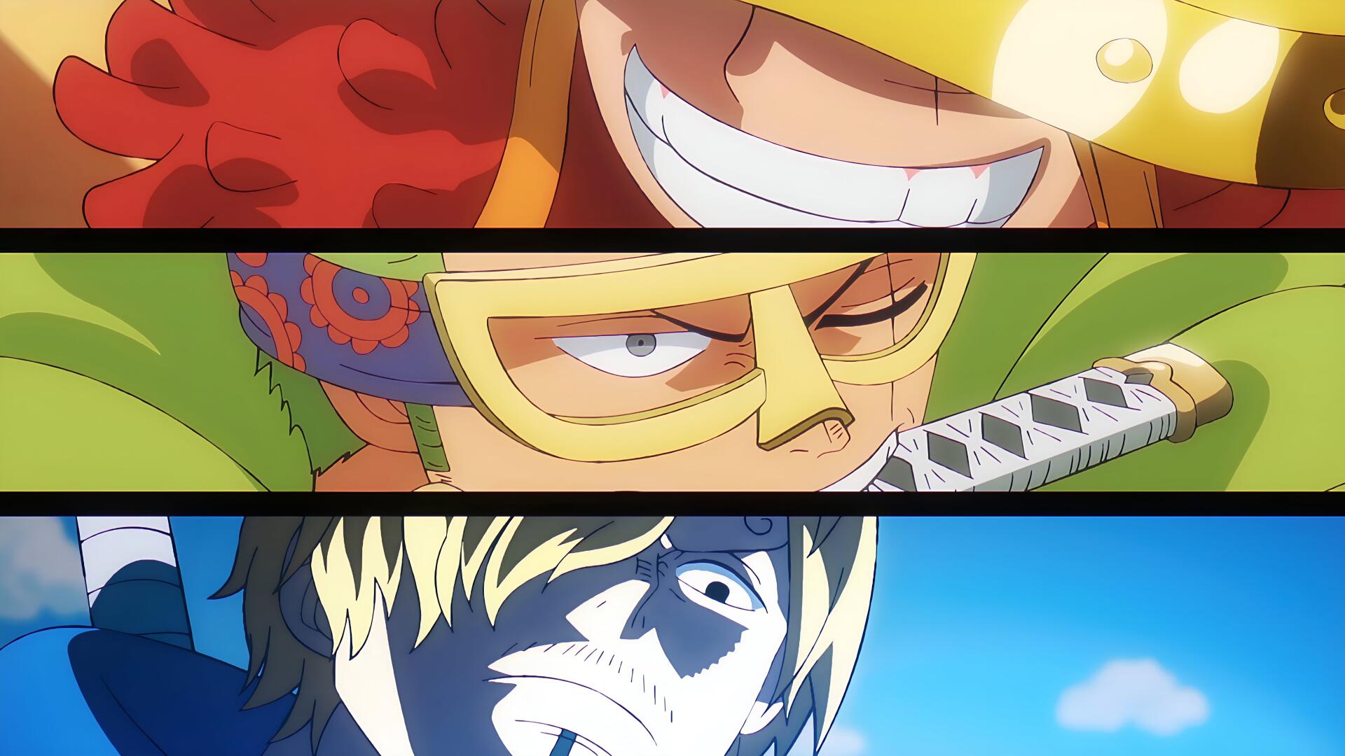 One Piece 4K Wallpaper — Straw Hat Trio: Luffy, Zoro & Sanji ...