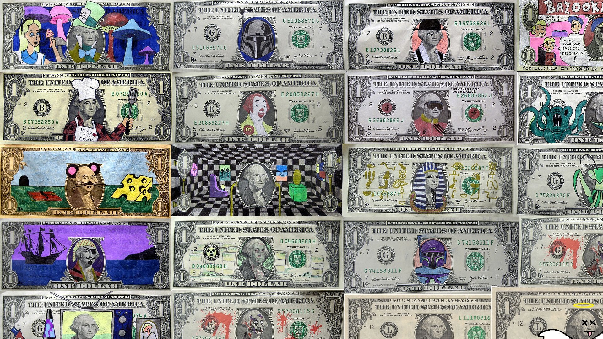 Money Mosaic: Man-Made Dollar Art HD Wallpaper