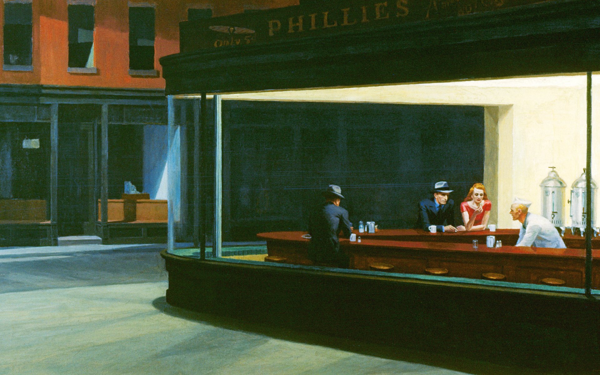Nighthawks Diner: A Stunning HD Wallpaper of Artistic Reflection by ...