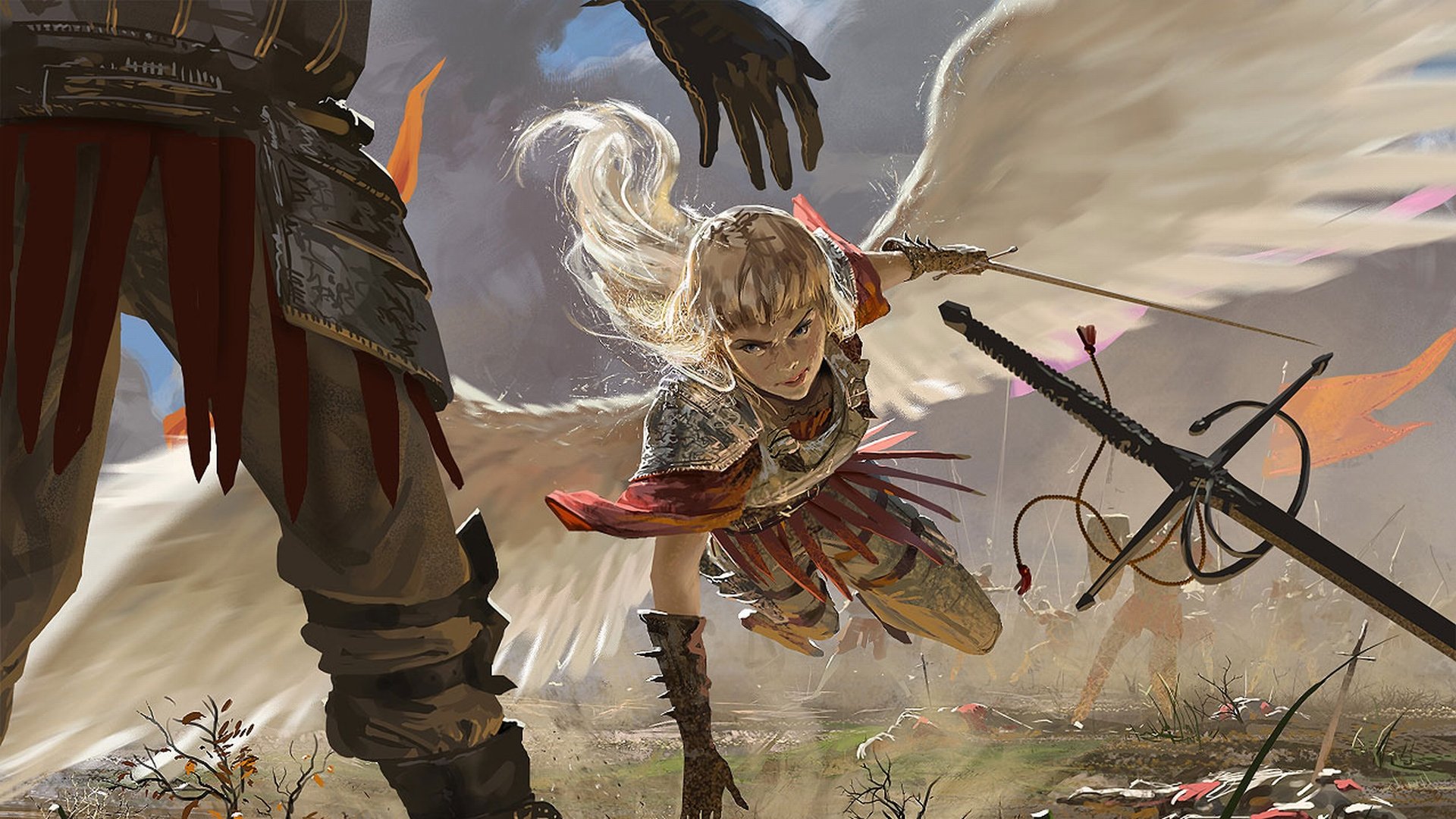 Heroic Angel Warrior: A Stunning HD Wallpaper
