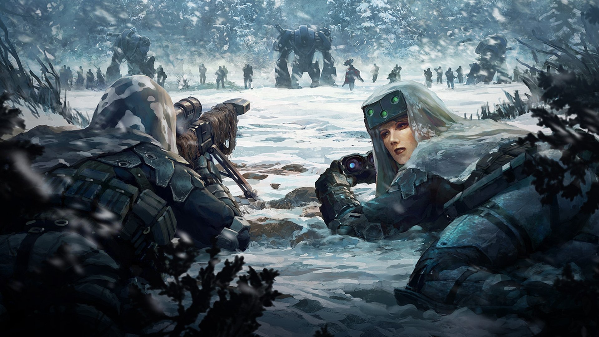 Epic Sci-Fi Battle: HD Wallpaper from the Frozen Frontlines