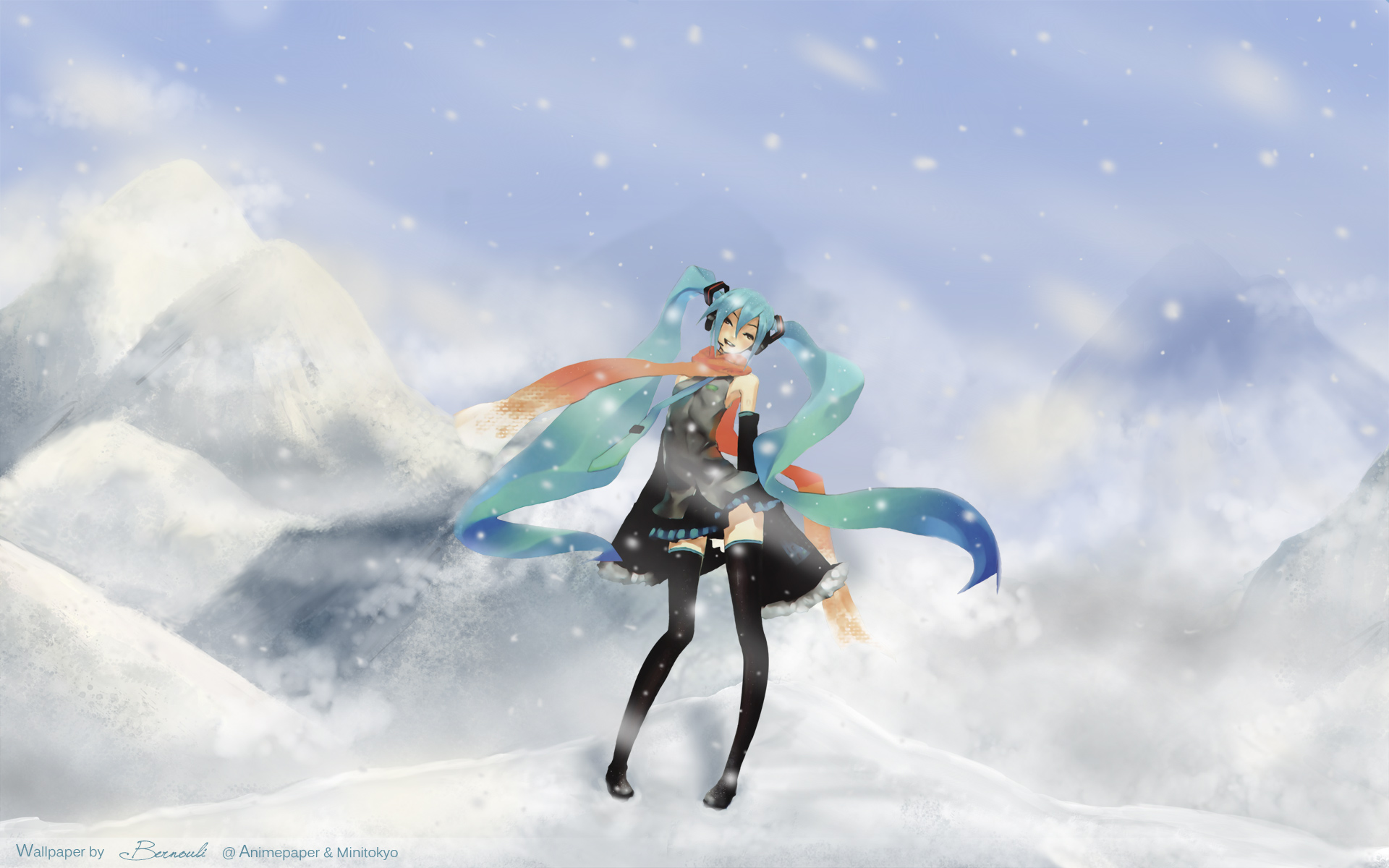 Download Snow Hatsune Miku Anime Vocaloid HD Wallpaper