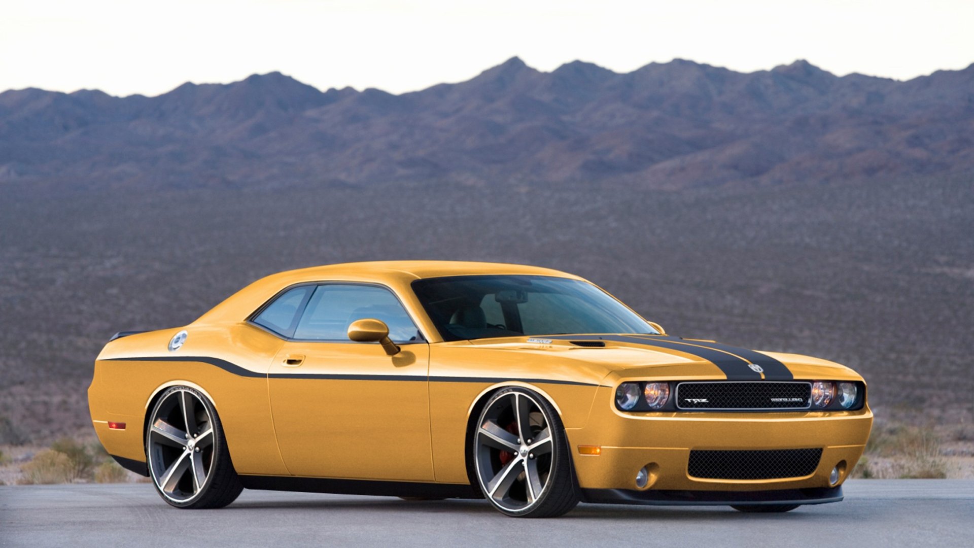 Golden Dodge Challenger — HD Muscle Car Wallpaper
