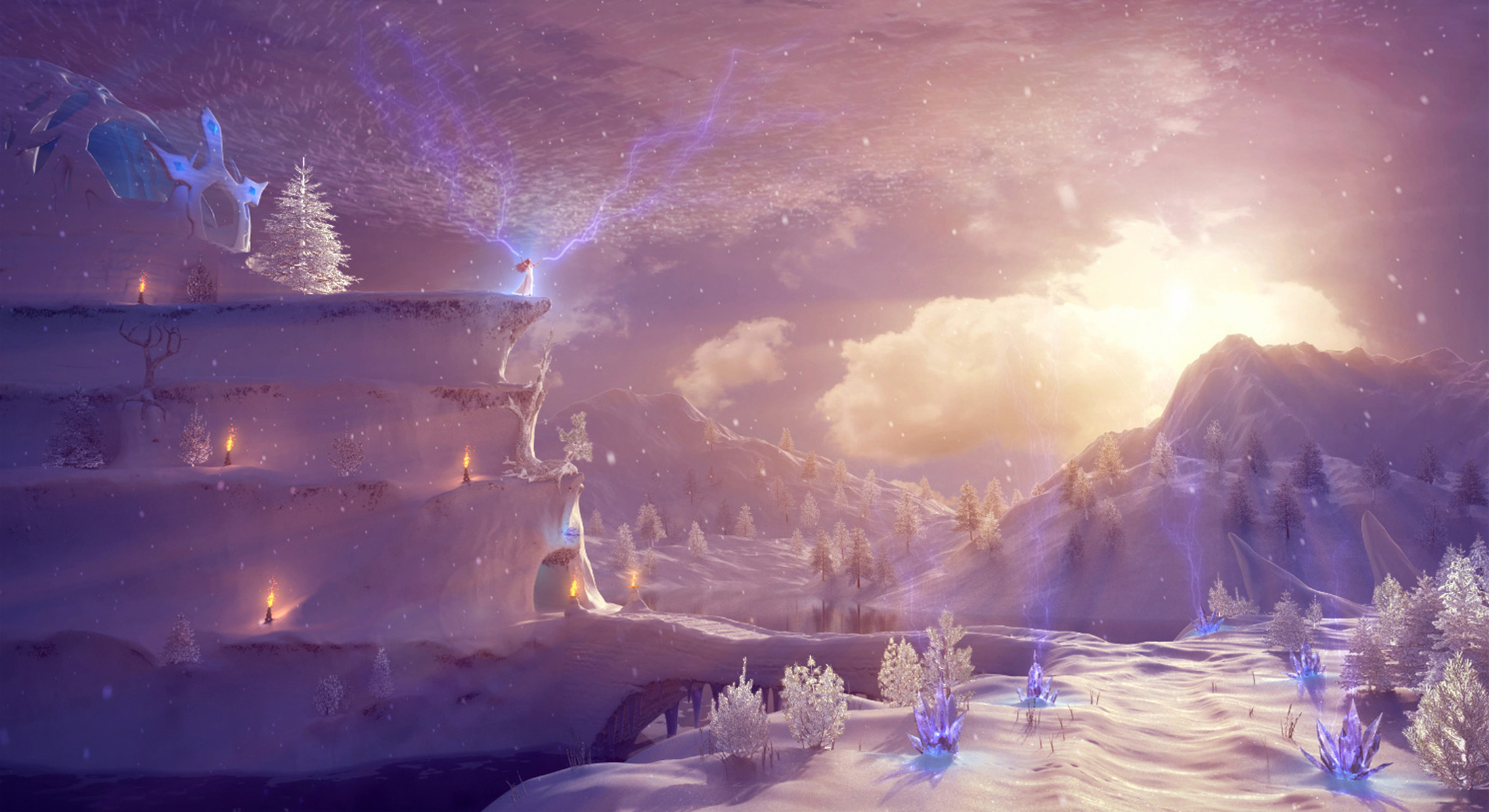 Download White Ice Snow Mountain Winter Fantasy Artistic HD Wallpaper