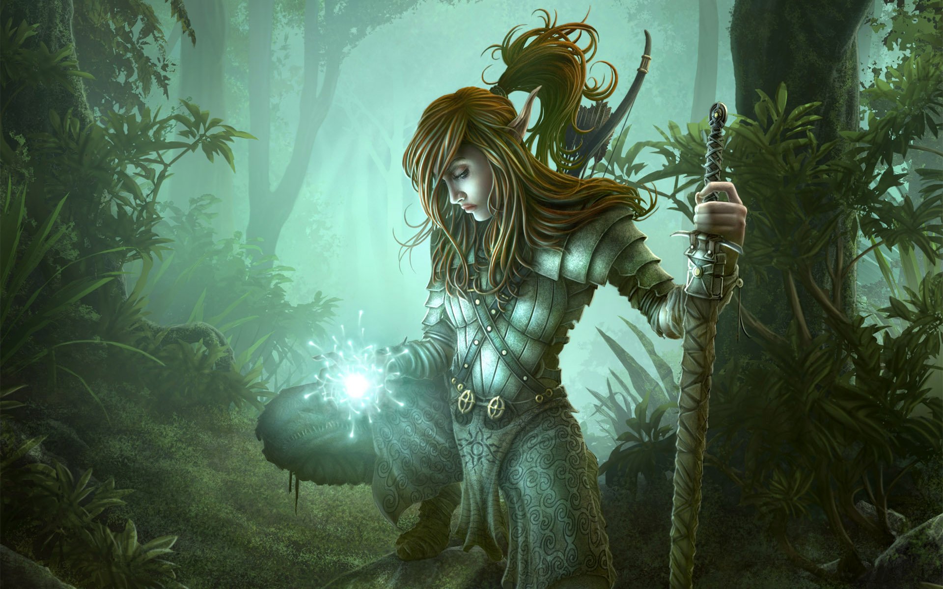 Enchanting Elf Warrior: A Stunning HD Wallpaper of Fantasy Magic