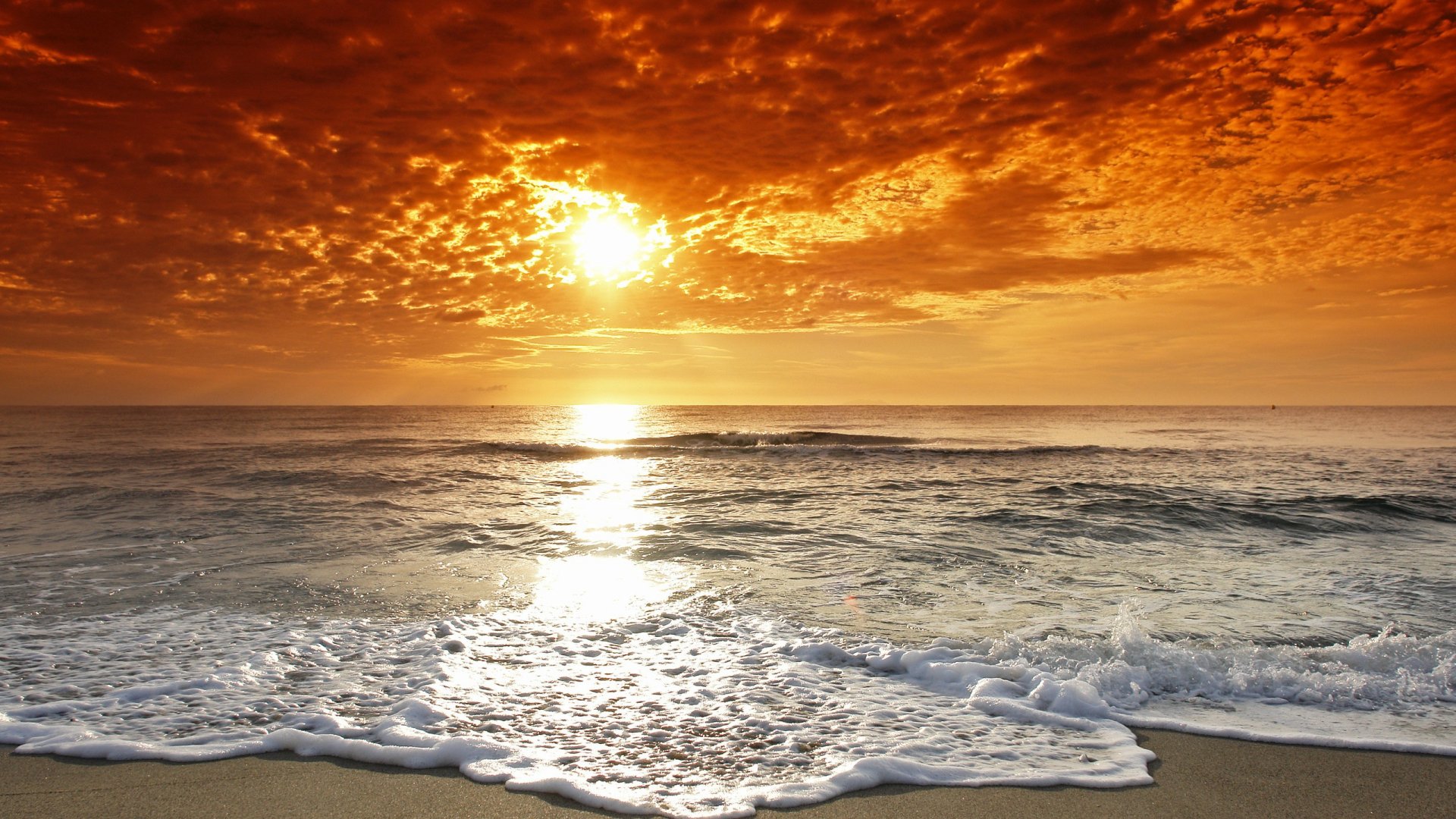 Golden Sunset Beach - HD Wallpaper