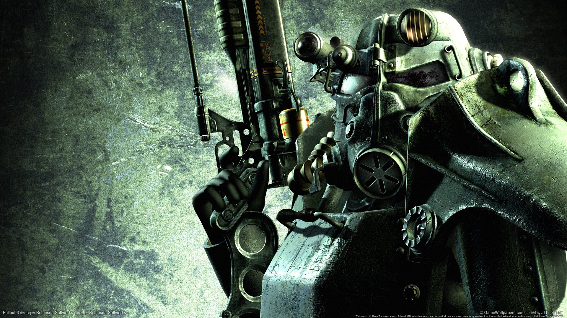 Fallout HD Wallpaper: Armored Warrior in Post-Apocalyptic Battle Gear