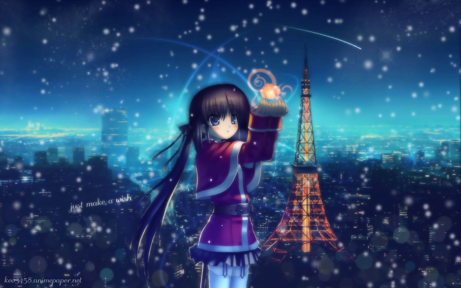 Little Busters! Winter Night: HD Anime Cityscape Wallpaper | 1920x1200 ...