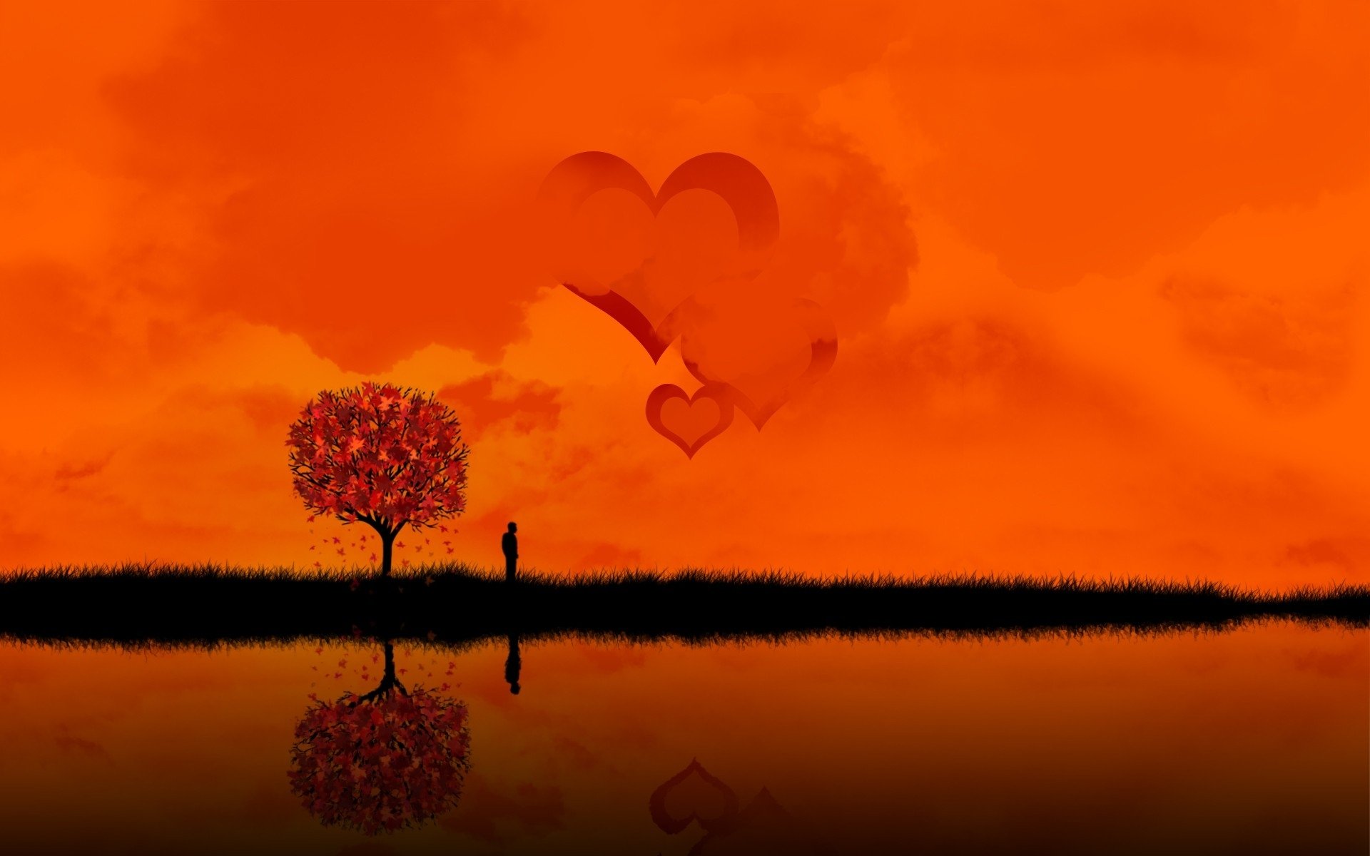 Artistic Love: HD Wallpaper of Heartfelt Serenity