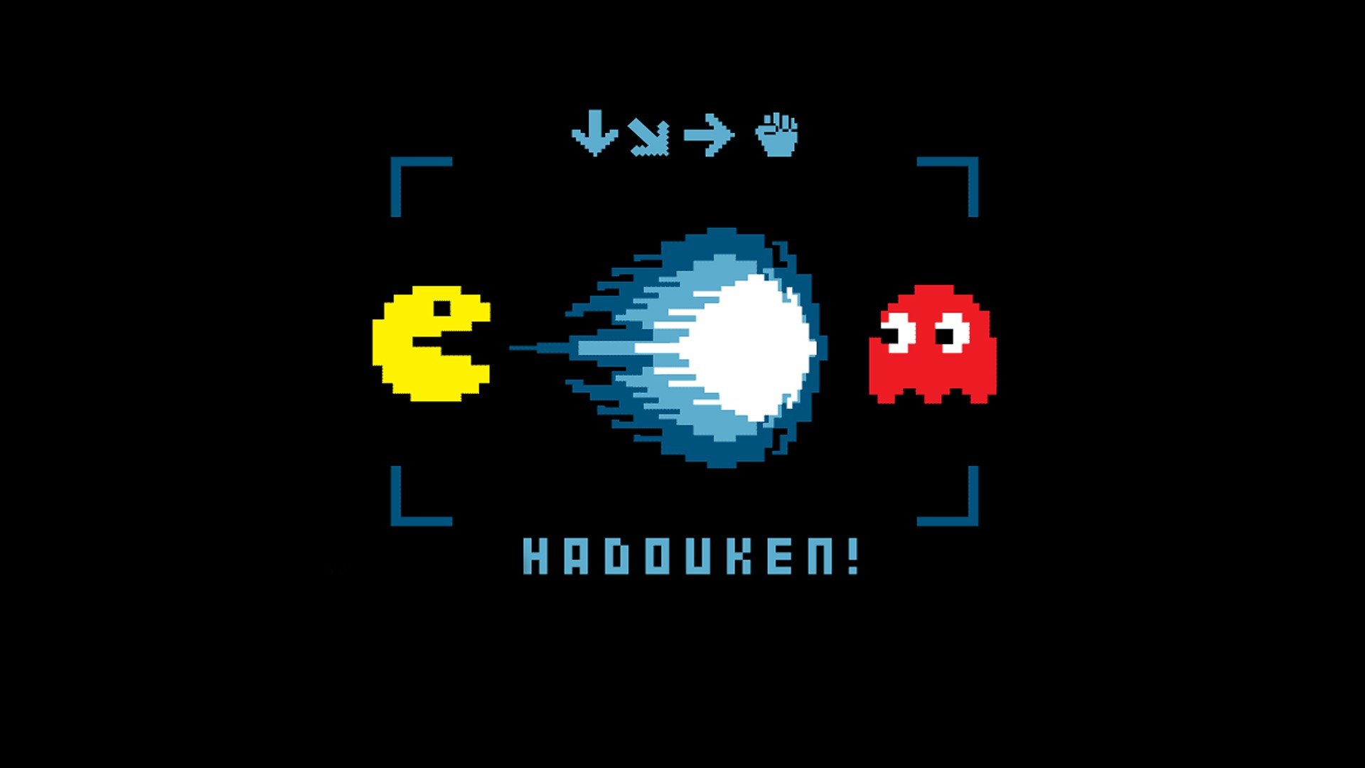 Pac-Man's Hadouken: A Pixel Art HD Wallpaper Crossover