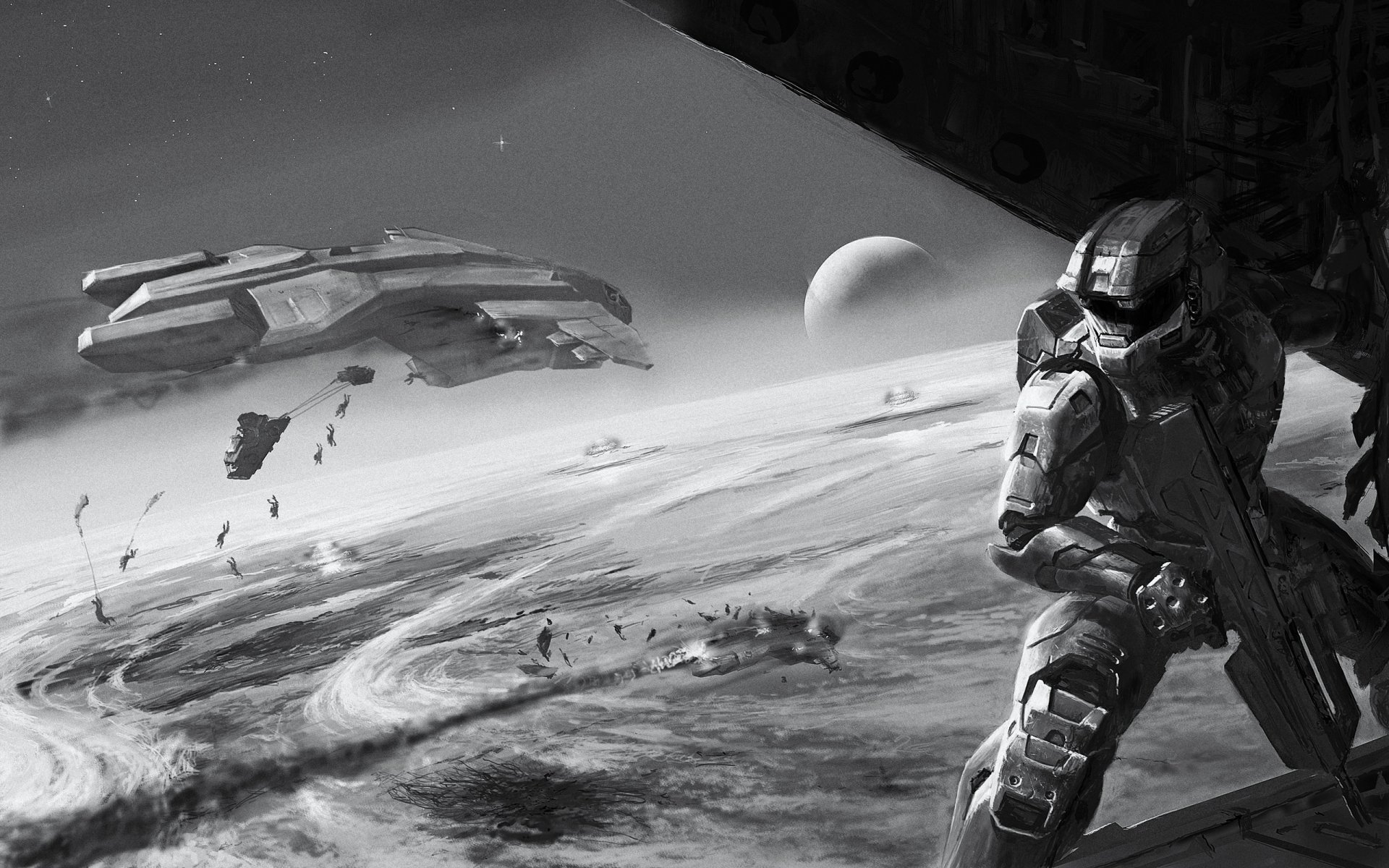 Epic Halo Warrior HD Wallpaper: Battle Among the Stars