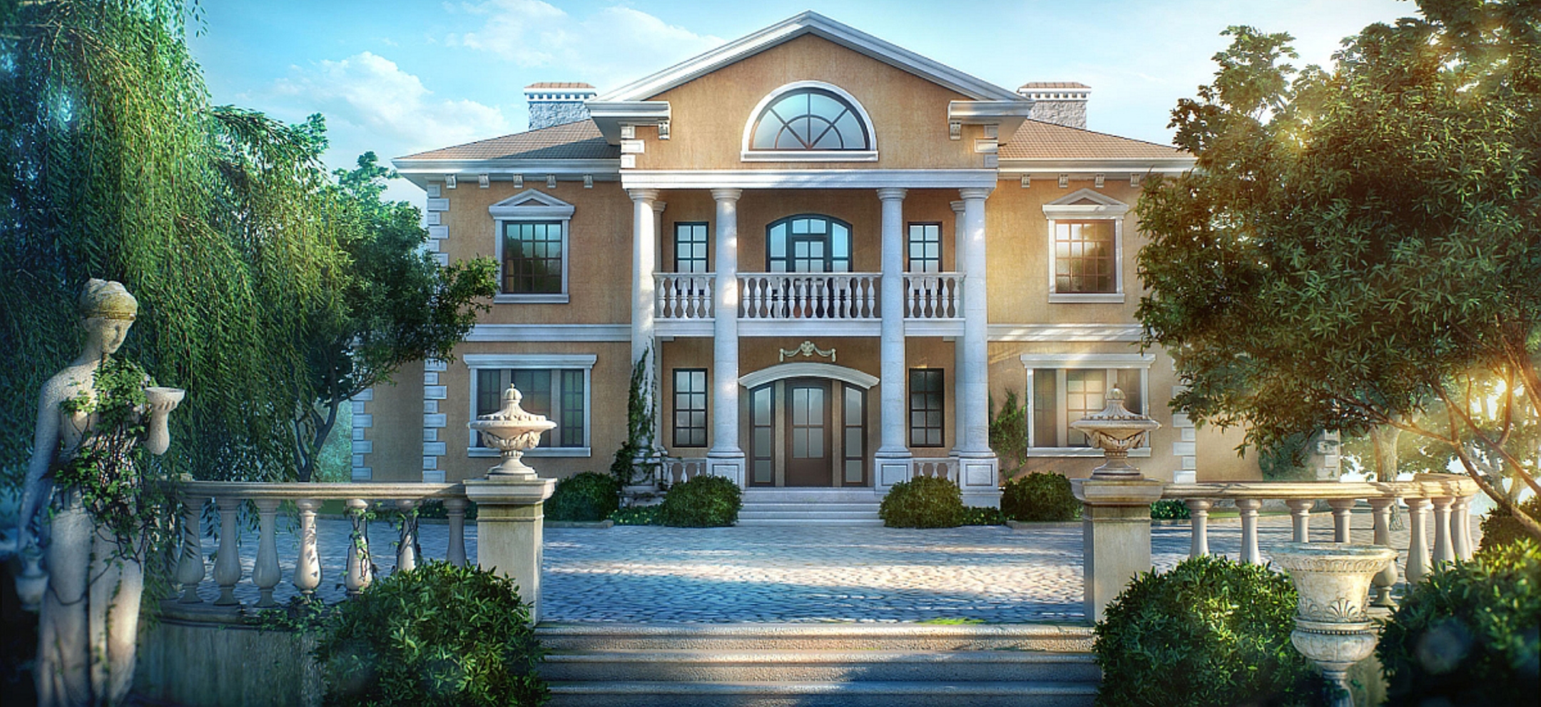 Elegant Man-Made Mansion - HD Wallpaper